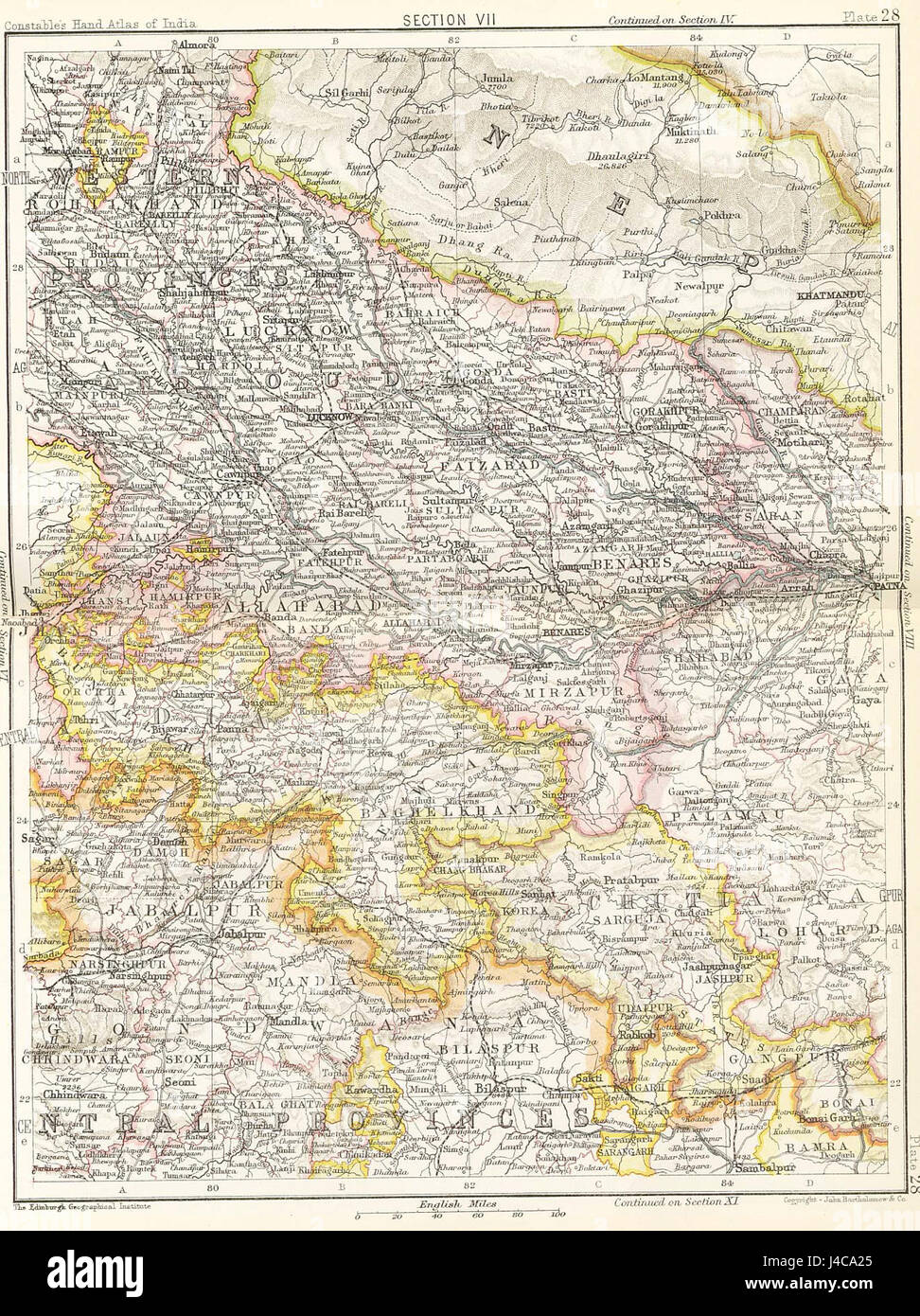 Plate 28, Section VII, from Constable's 1893 Hand Atlas, showcases a ...