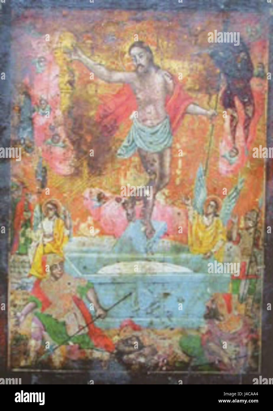 The Resurrection Icon from the Domiros Monastery depicts a religious ...