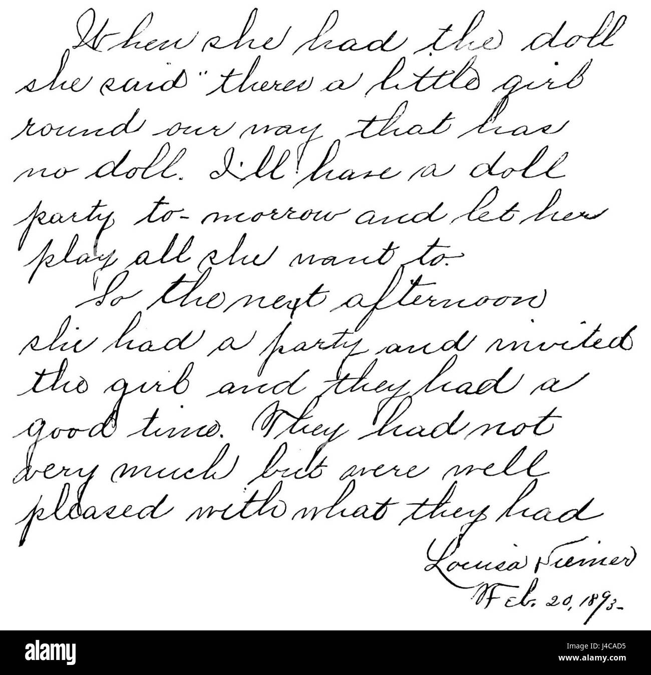 This image from 1893 showcases an example of handwriting from that ...