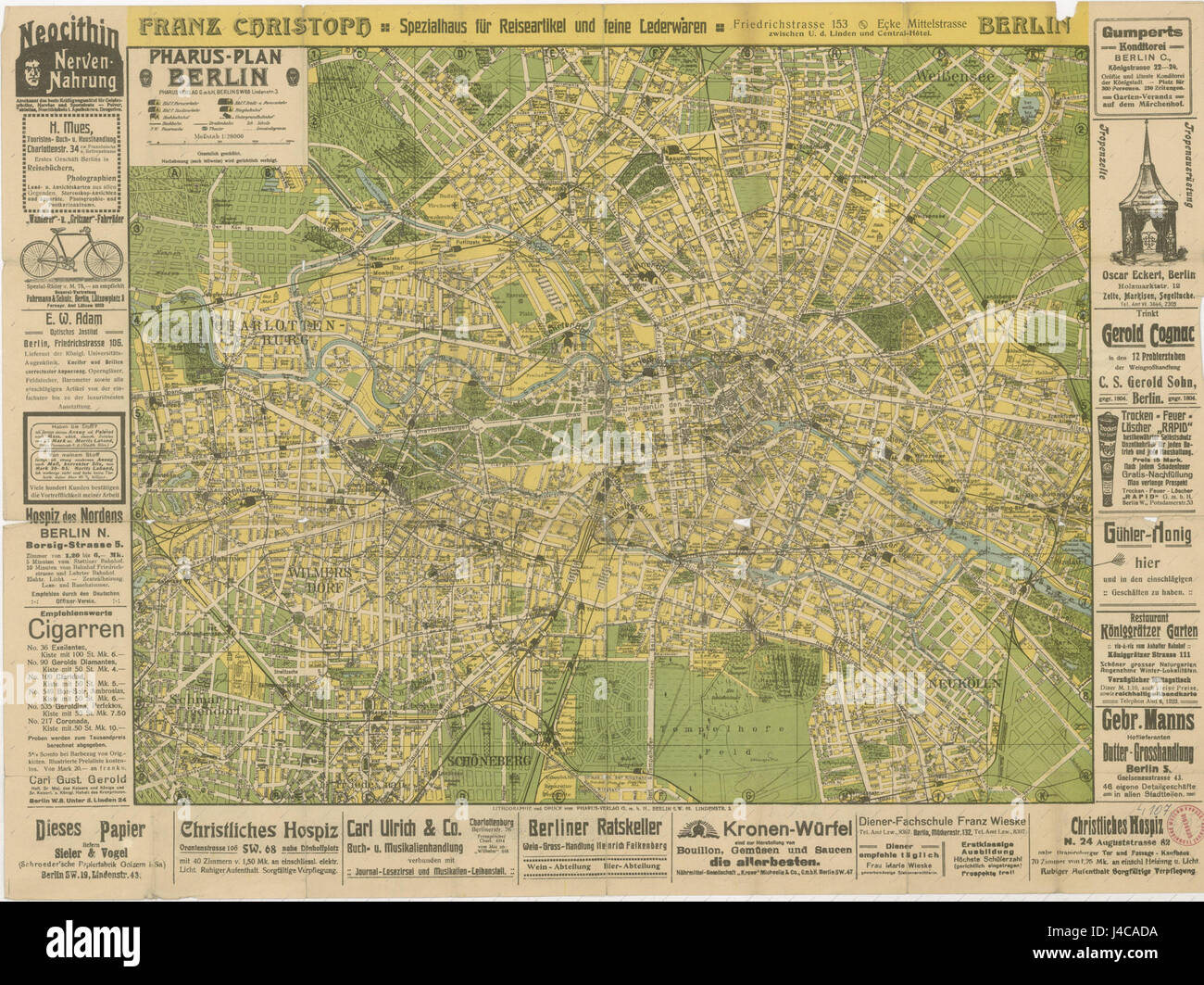 The Pharus Plan of Berlin, created in 1912, is a detailed map showing ...