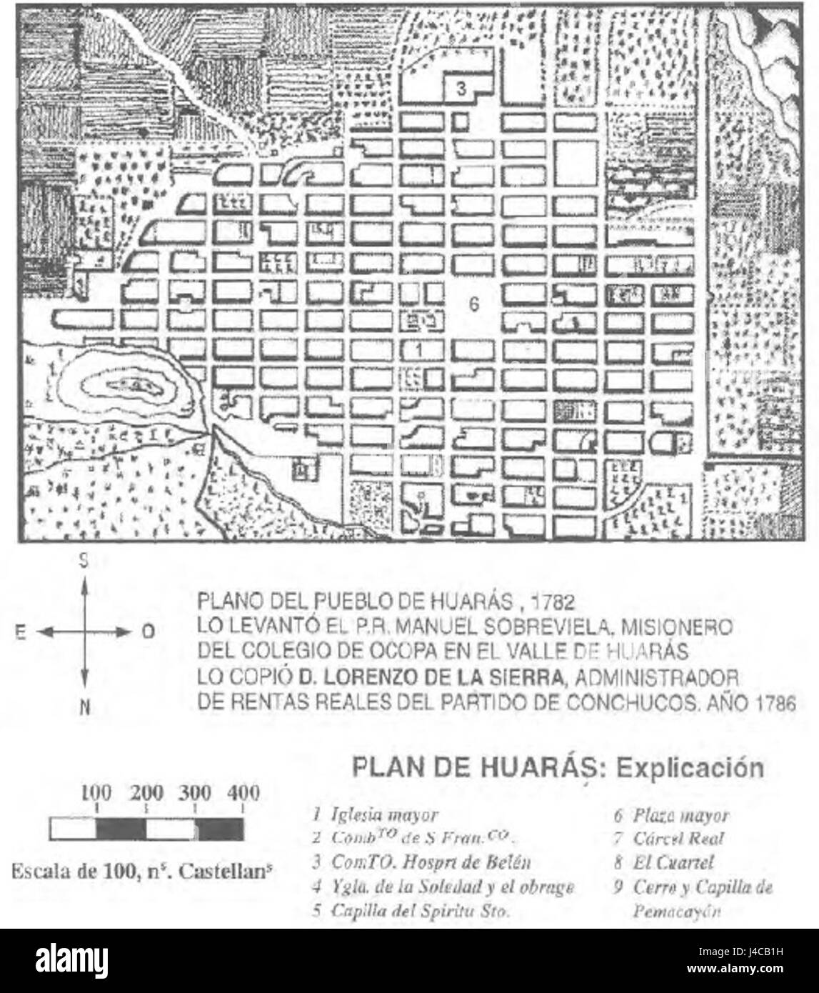 The Plano Huaraz map from 1782 offers a historical depiction of Huaraz ...