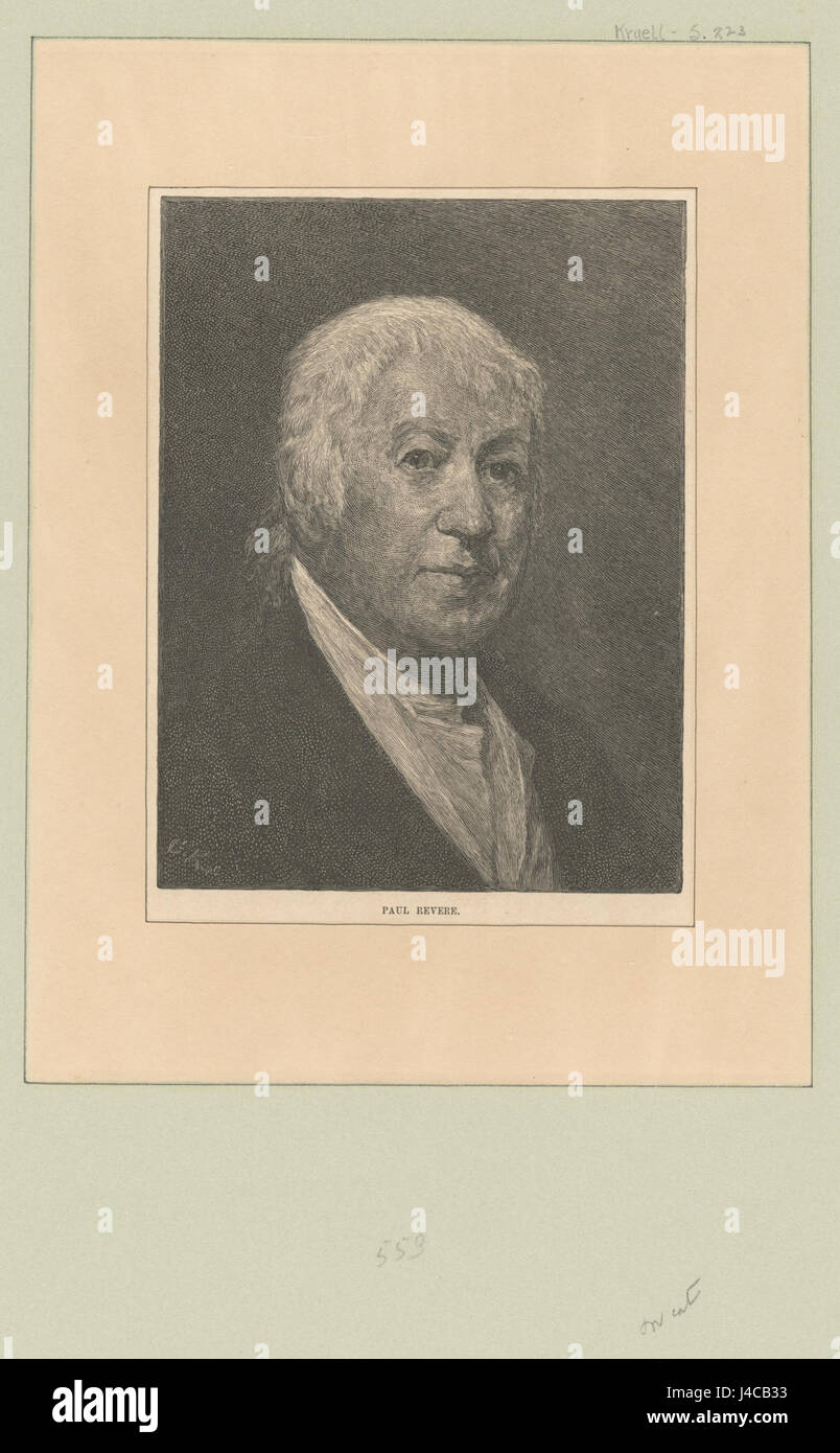 This iconic engraving of Paul Revere, the American patriot, is known ...