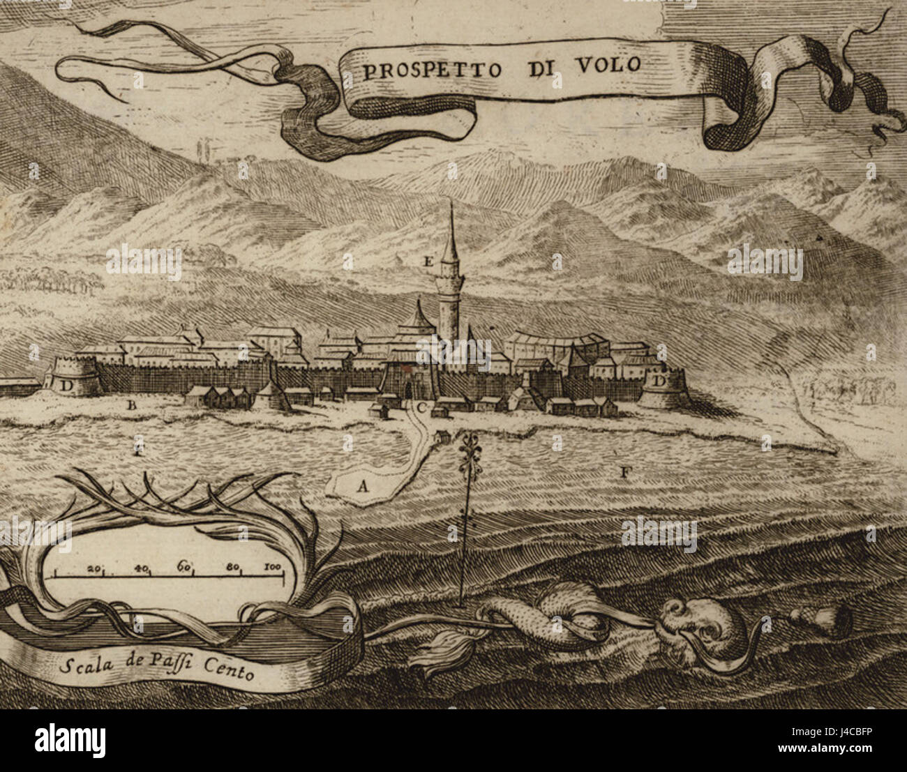 This refers to an aerial perspective or map drawn by Vincenzo Coronelli ...