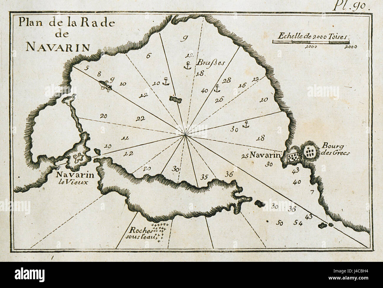 The 'Plan de la Rade de Navarin' by Roux Joseph, created in 1804 ...