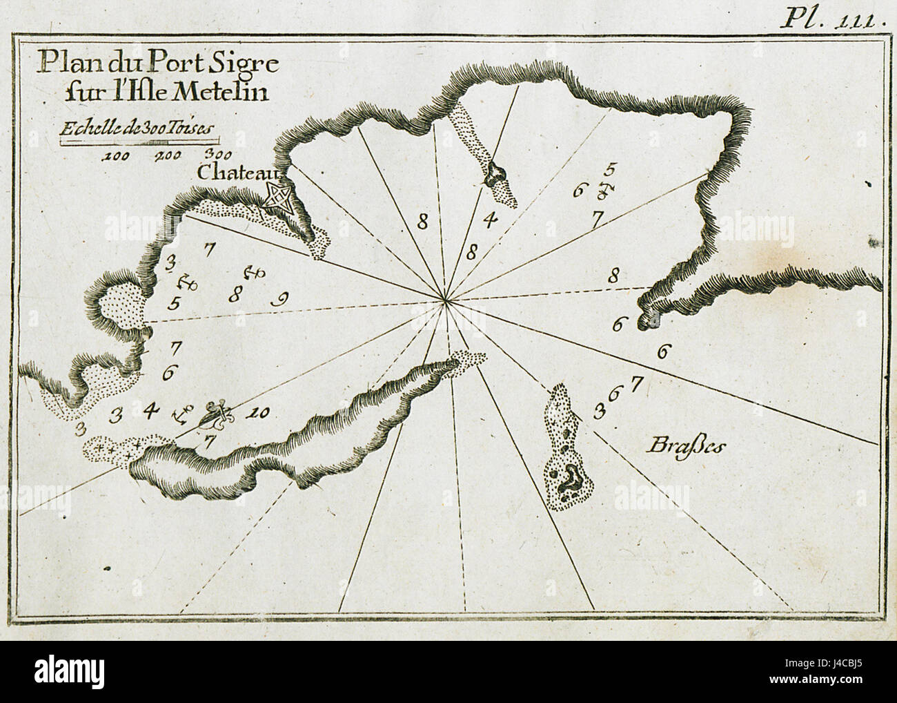 This map, created by Joseph Roux in 1804, illustrates the port of Sigre ...
