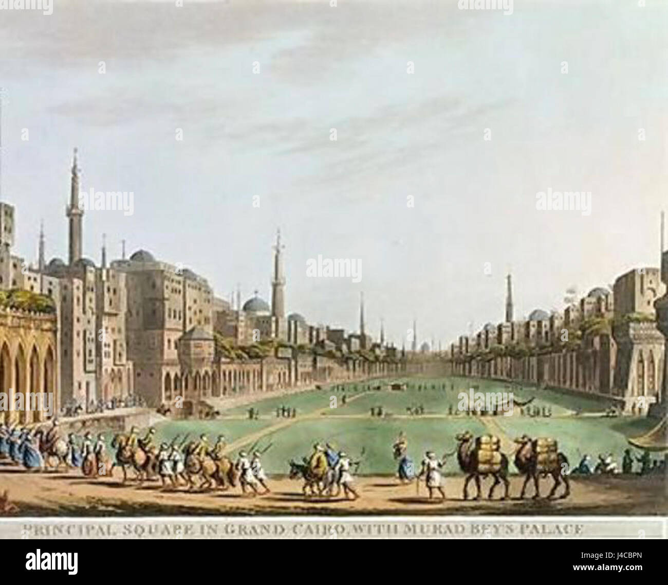 This historical artwork depicts the Principal Square in Grand Cairo ...