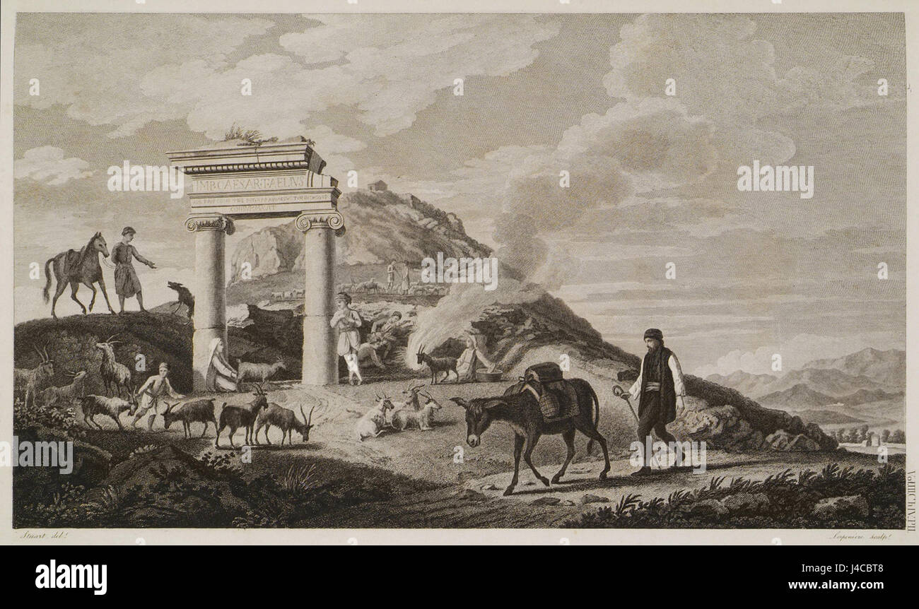 The remains of the portico of the reservoir of the Aqueduct of Hadrian ...
