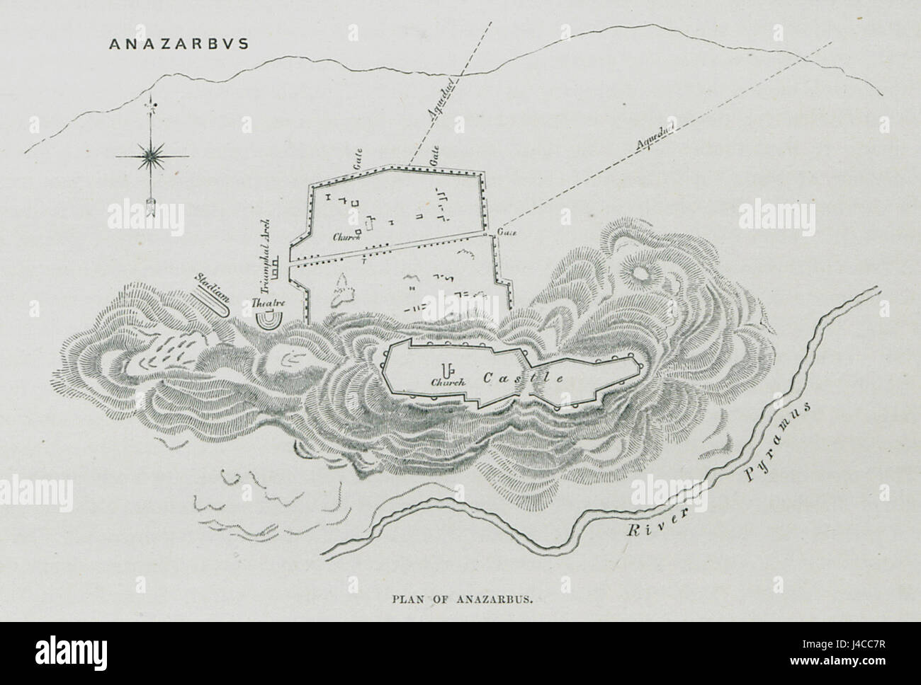 This 1864 plan by Charles Texier depicts the ancient city of Anazarbus ...