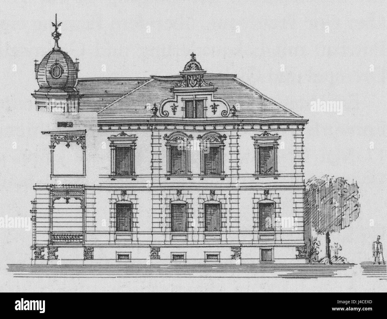 This architectural drawing, created in 1891 by Heinrich Emil Unger ...