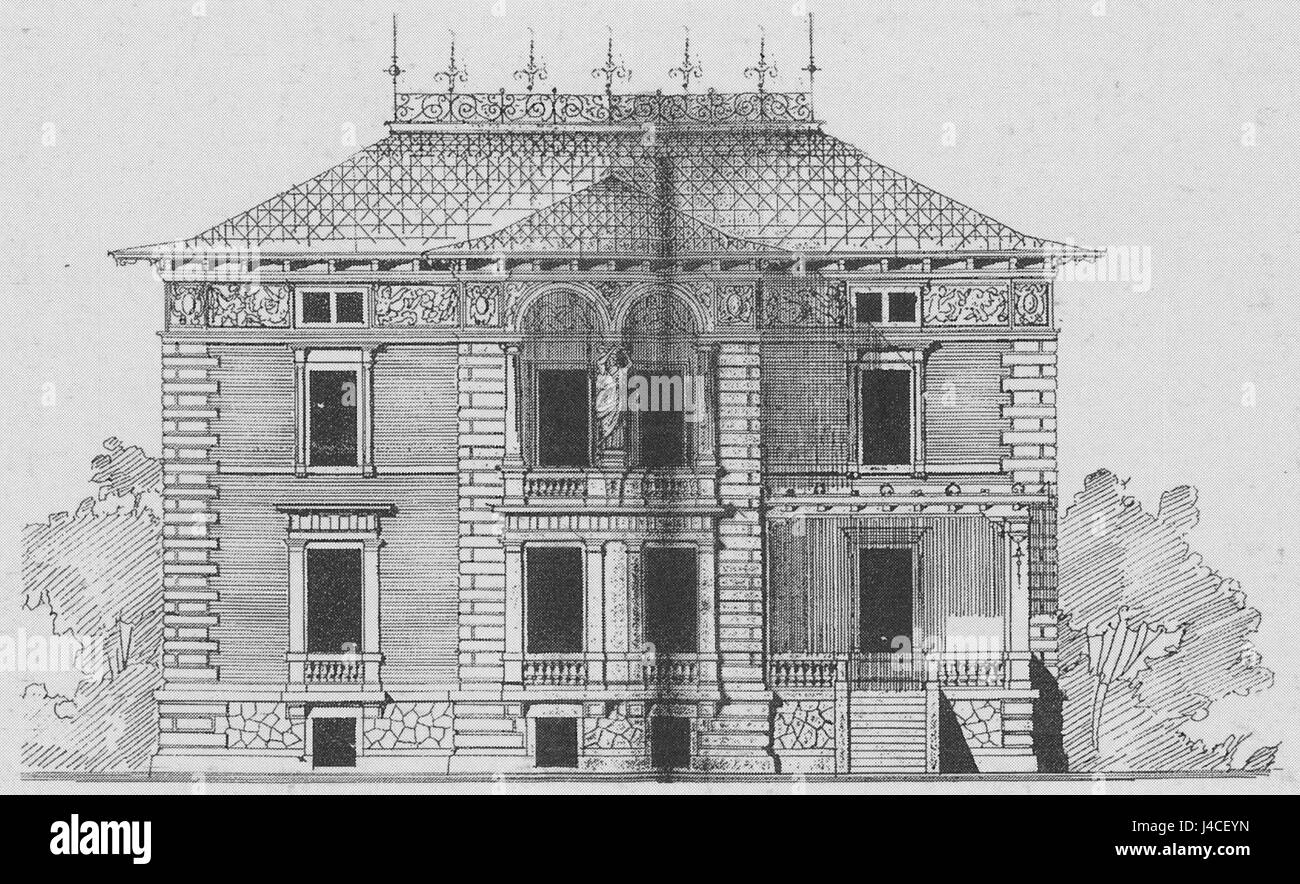 This architectural drawing from 1889 depicts the design of the Radebeul ...