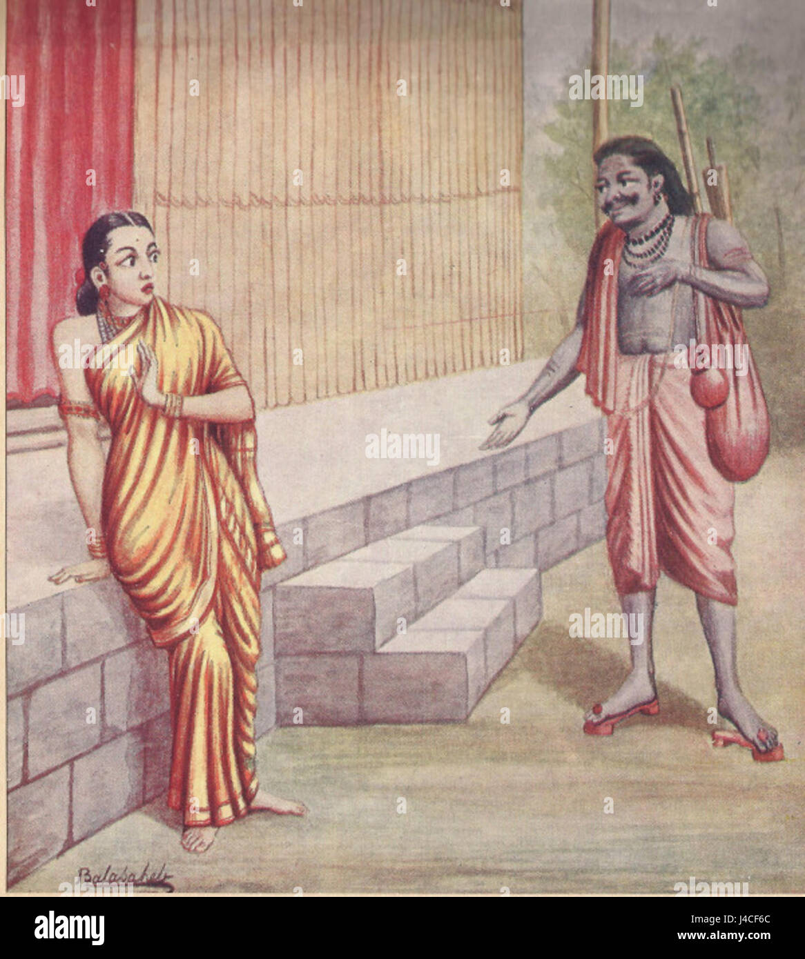 This scene, derived from the *Ramayana*, depicts Rawana approaching ...
