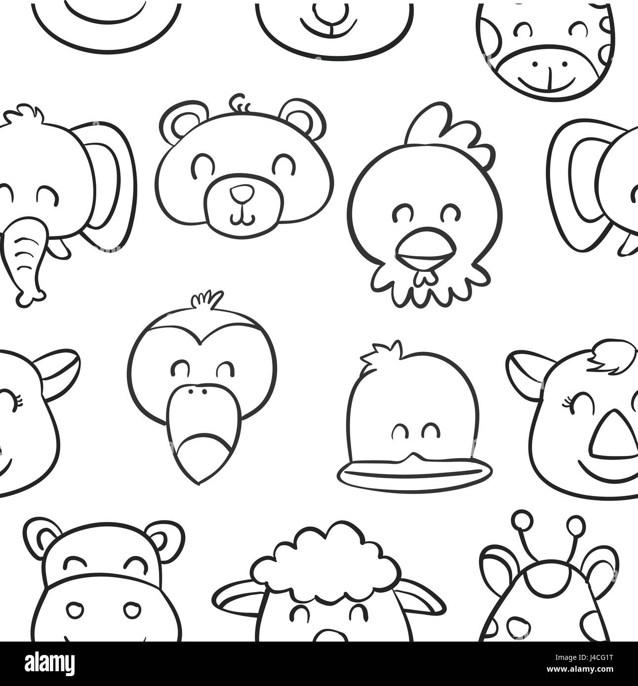 Collection cute animal doodle style Stock Vector Image & Art - Alamy