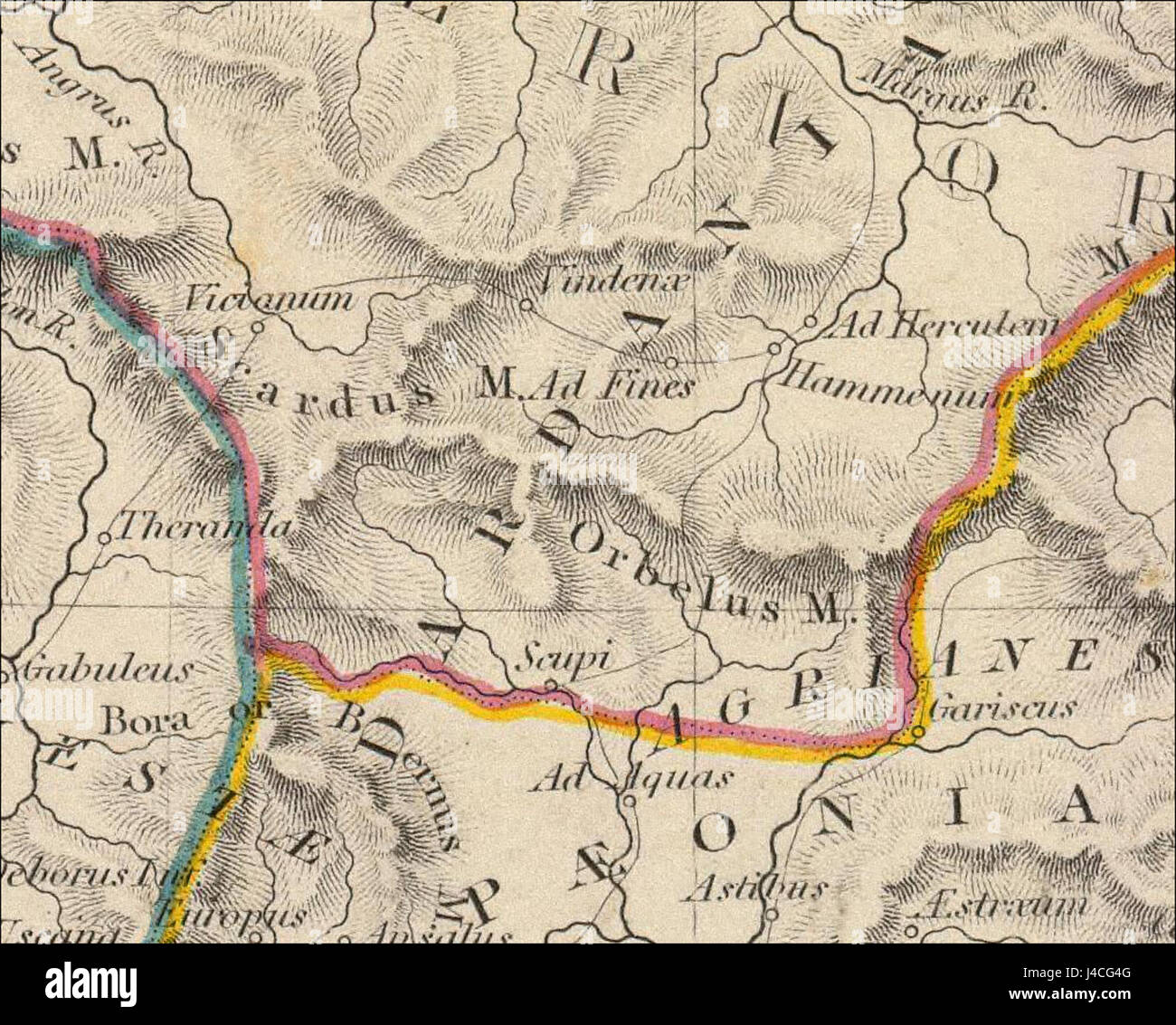 Roman Dardania part of Moesia Superior part of old map made 1830 Stock ...