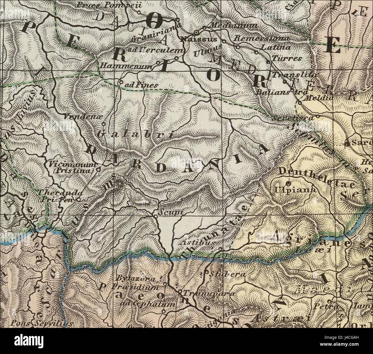 This old map, created in 1865, depicts the Roman province of Dardania ...