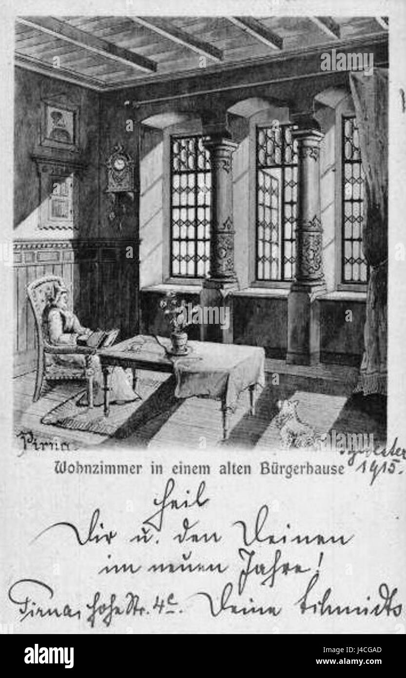 This historical postcard shows Pirna, a town in Saxony, Germany. The ...