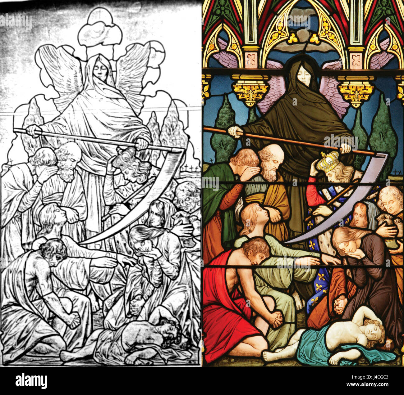 The Redemption carton vitrail refers to a stained glass work featuring ...