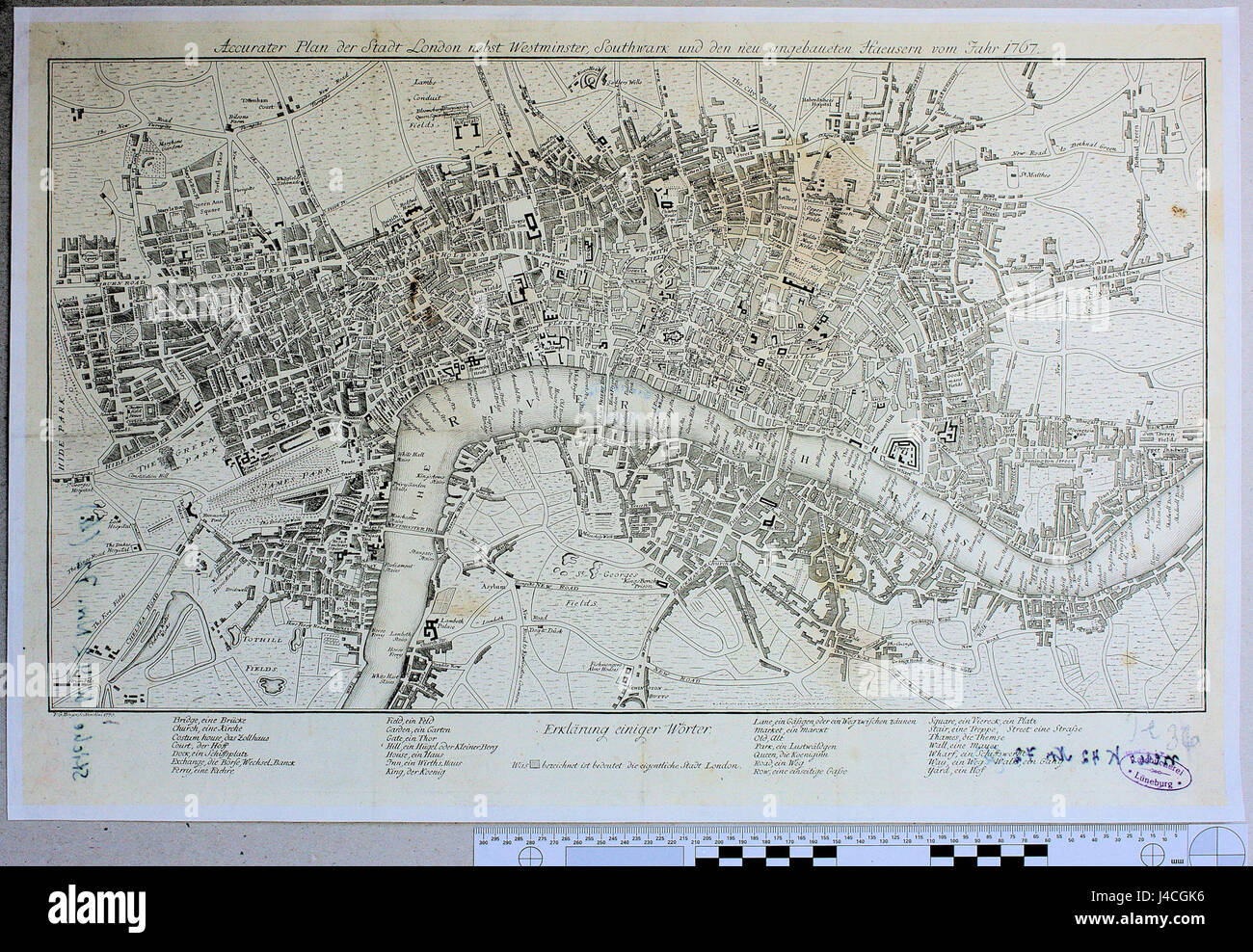 This historical plan of London from 1767 provides a map or layout of ...
