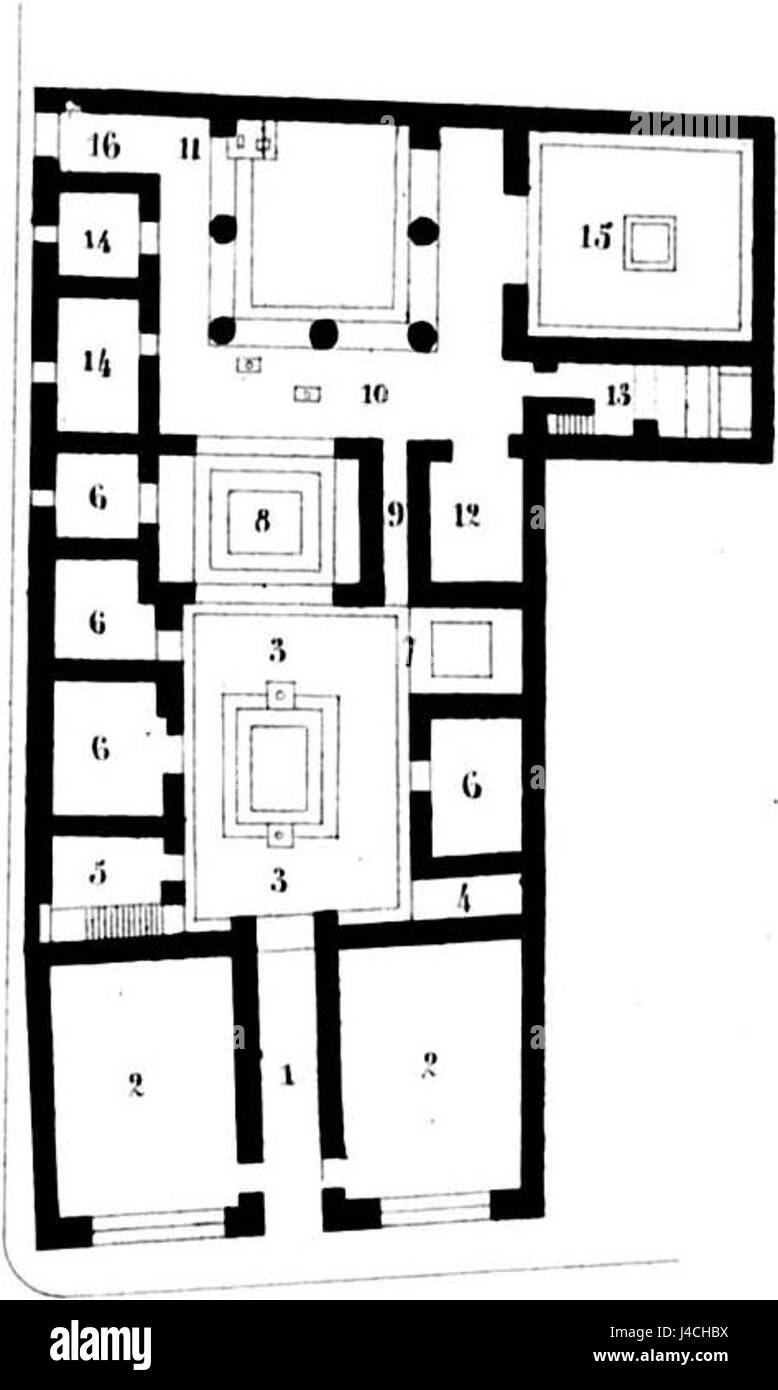 The plan of House 3 in Insula 8 of Pompeii, located in the ancient ...