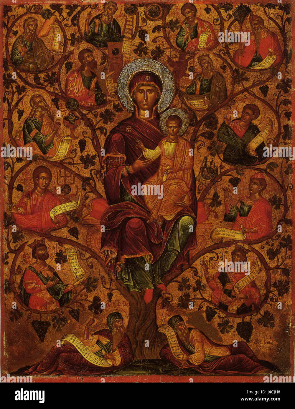 This icon, from the Circle of Ioannis Apakas, depicts 'Praises of the ...