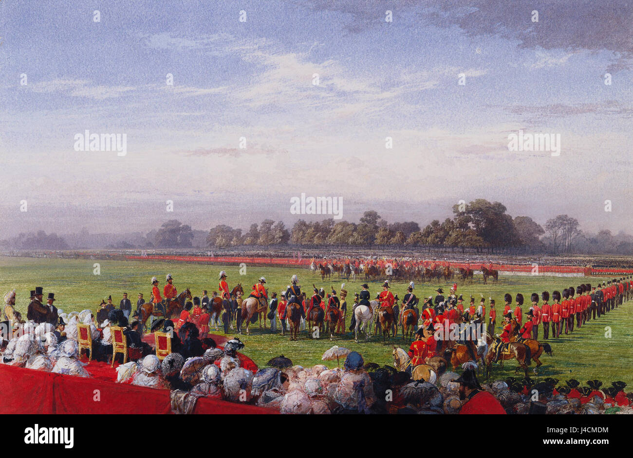 This historical image shows Queen Victoria presenting the Victoria ...
