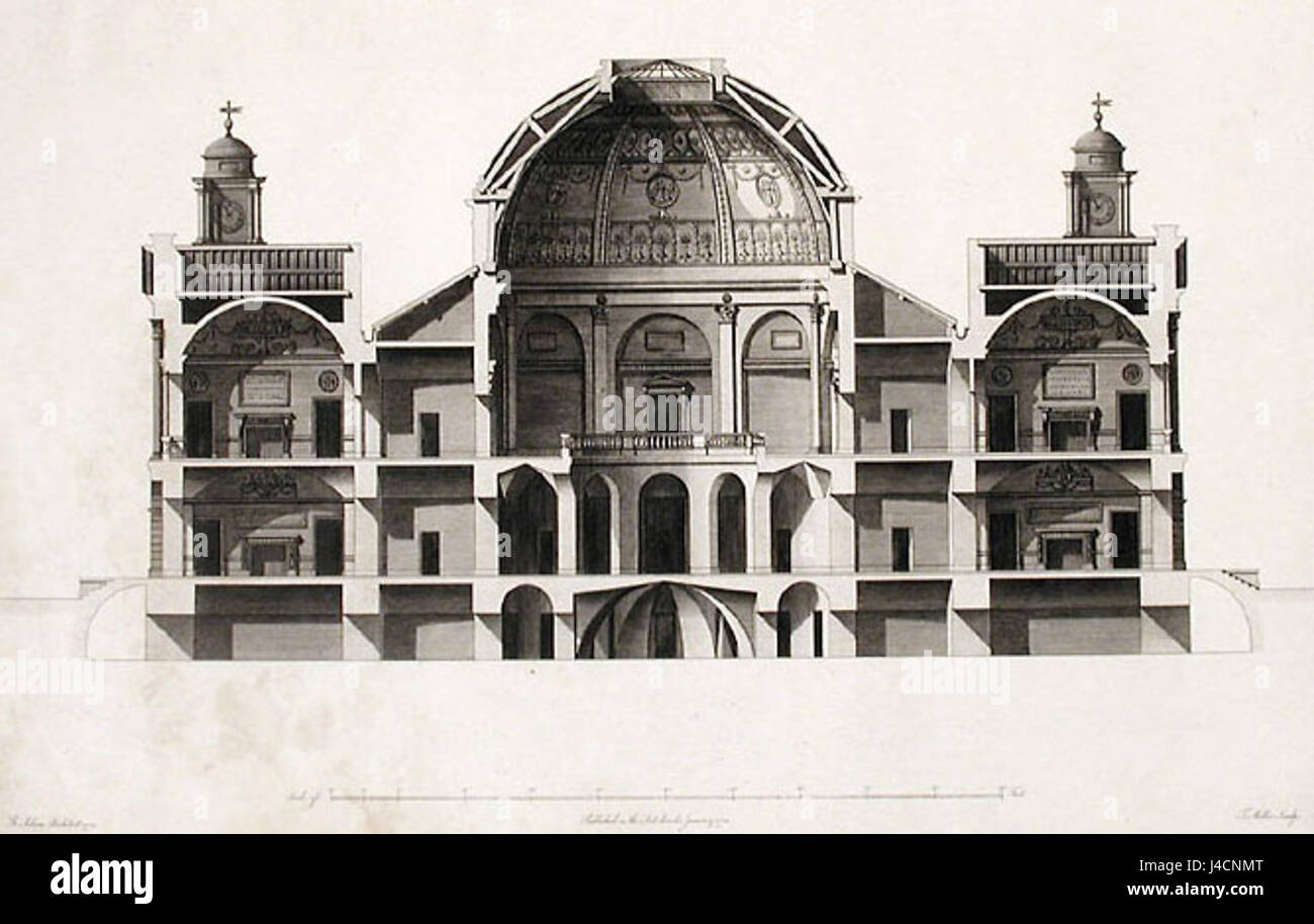 The Register House cross section is an architectural drawing showcasing ...