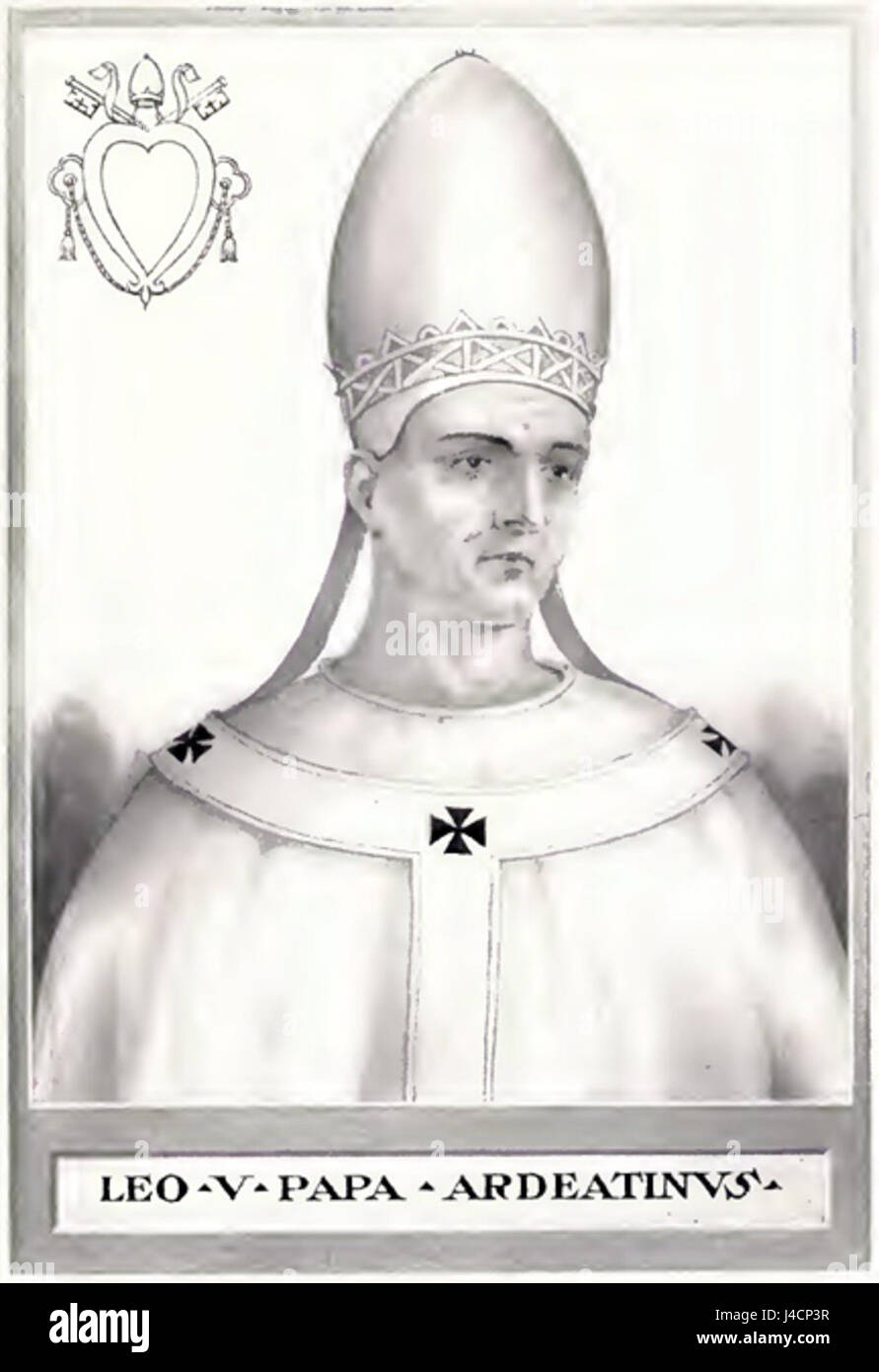 An illustration of Pope Leo V, who served as the Pope for a brief ...