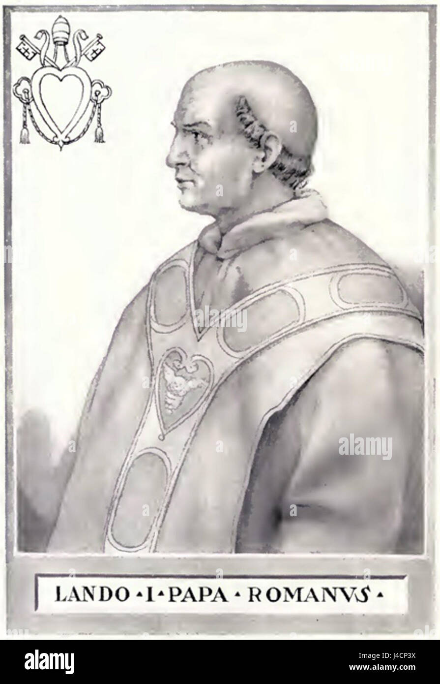 An illustration representing Pope Lando, a pope from the 8th century ...