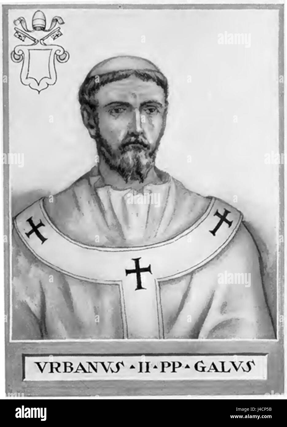 This illustration depicts Pope Urban II, the religious leader who ...