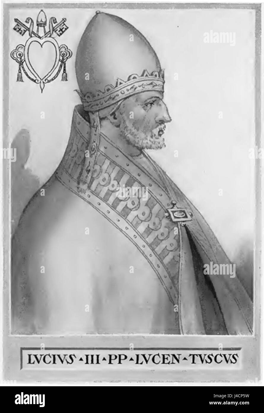 The illustration of Pope Lucius III represents the 12th-century pope ...