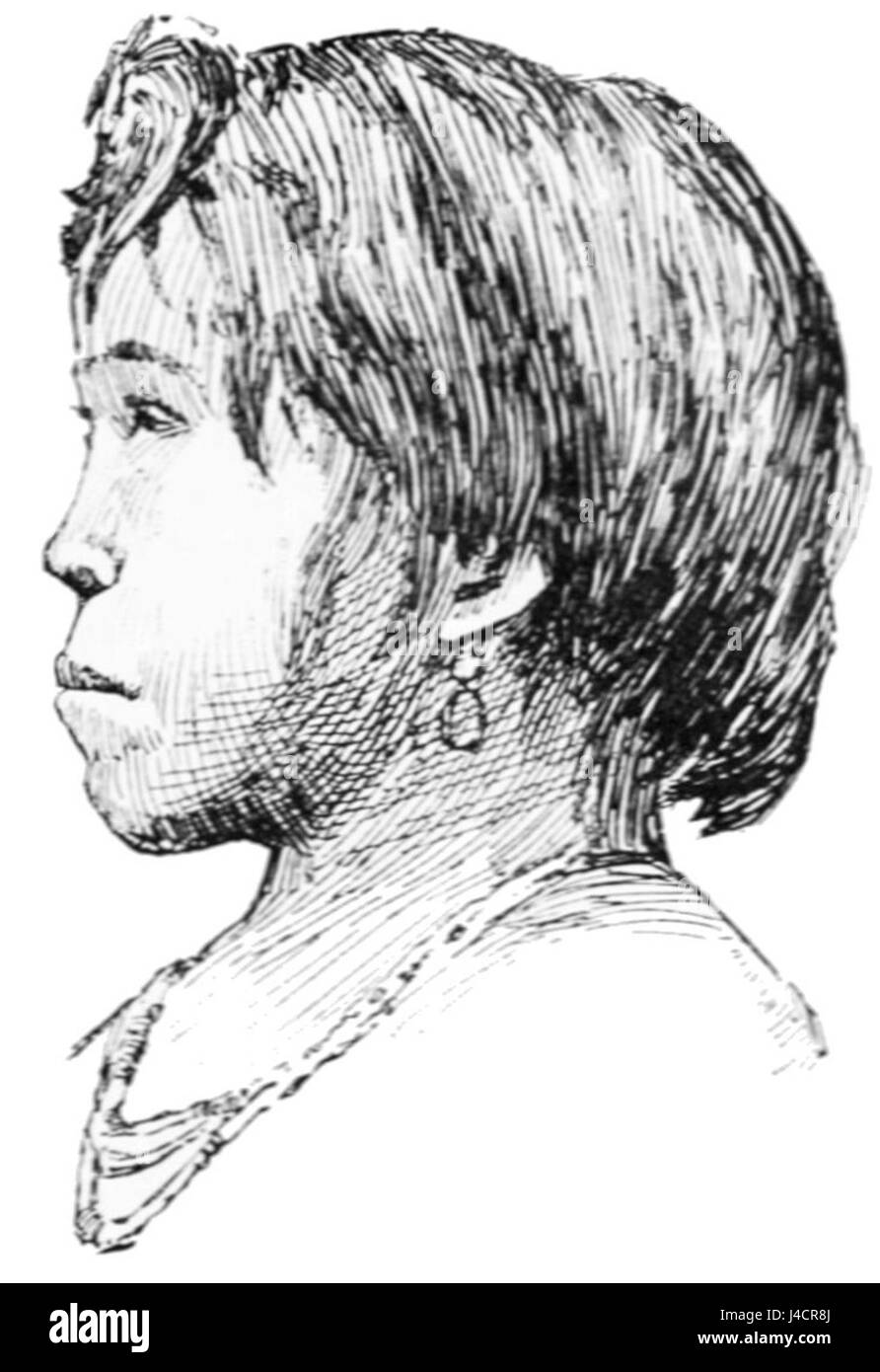 This image portrays a young Botocudo woman, approximately seventeen ...