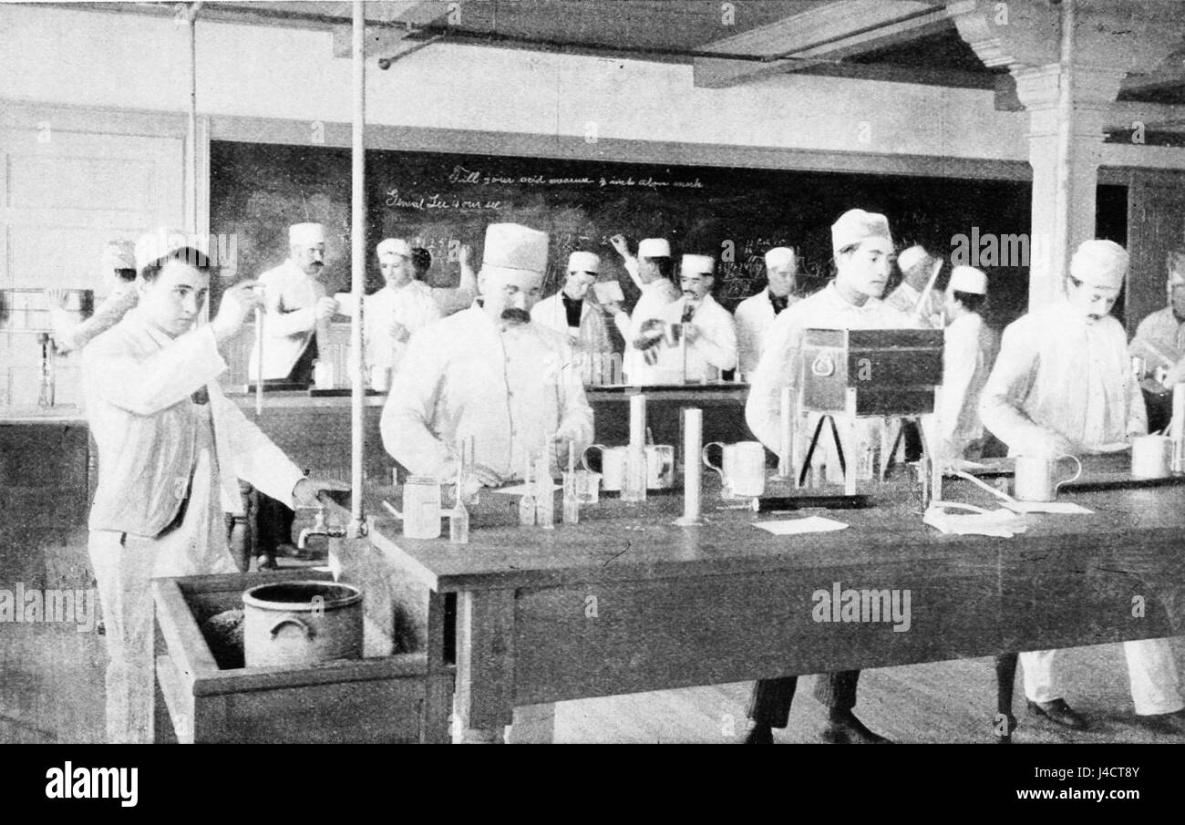 This image shows a milk testing laboratory at the Wisconsin Dairy ...
