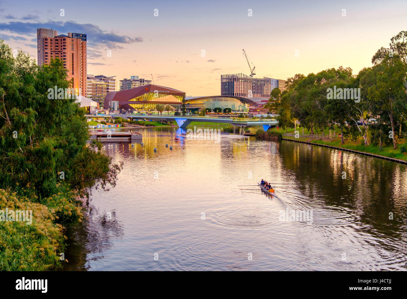 Adelaide, Australia - April 05, 2017: Adelaide city skyline at sunset ...