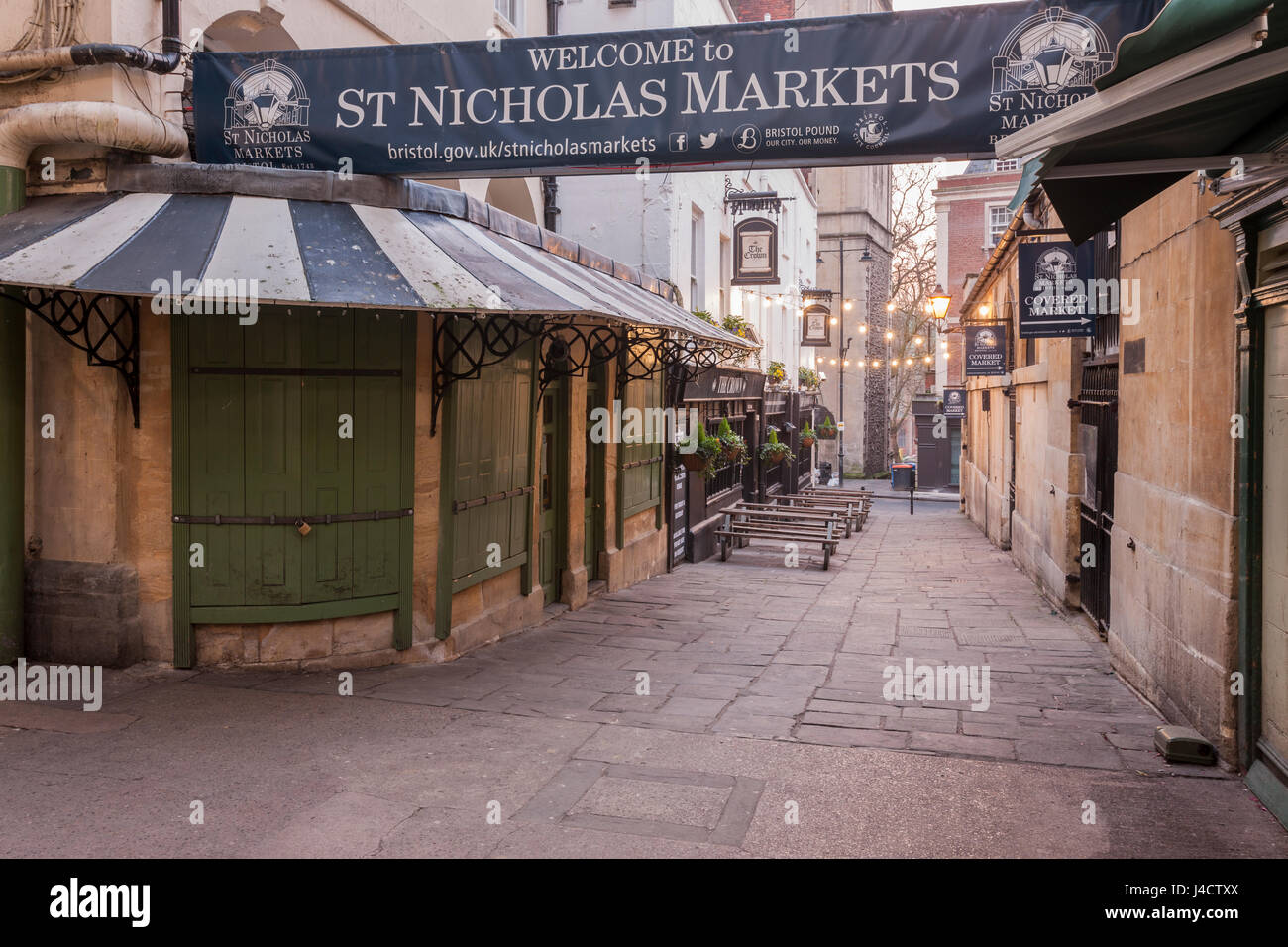 A view along All Saints Lane, St Nicholas Market area, Bristol Stock ...