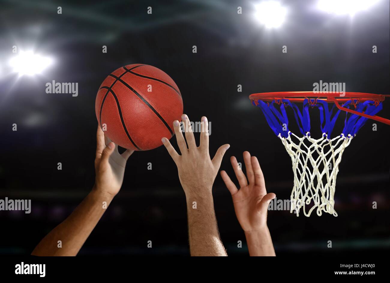 Basketball jump shot to the hoop Stock Photo - Alamy