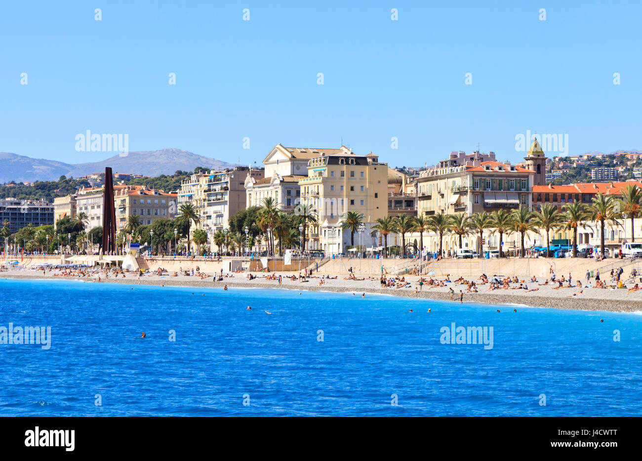 Nice beach front and the Mediterranean Sea, France Stock Photo - Alamy