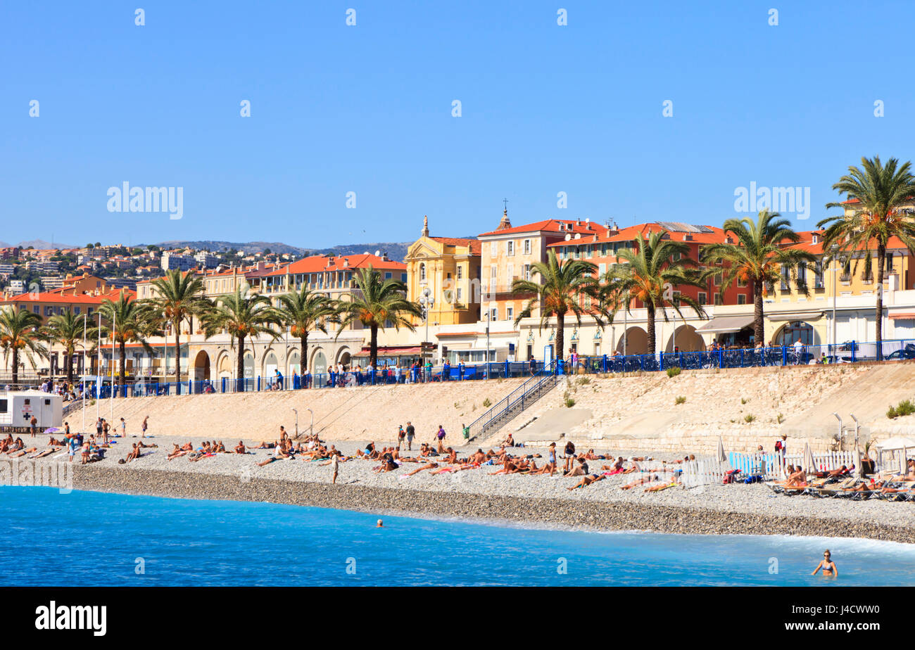 Nice beach front and the Mediterranean Sea, France Stock Photo - Alamy
