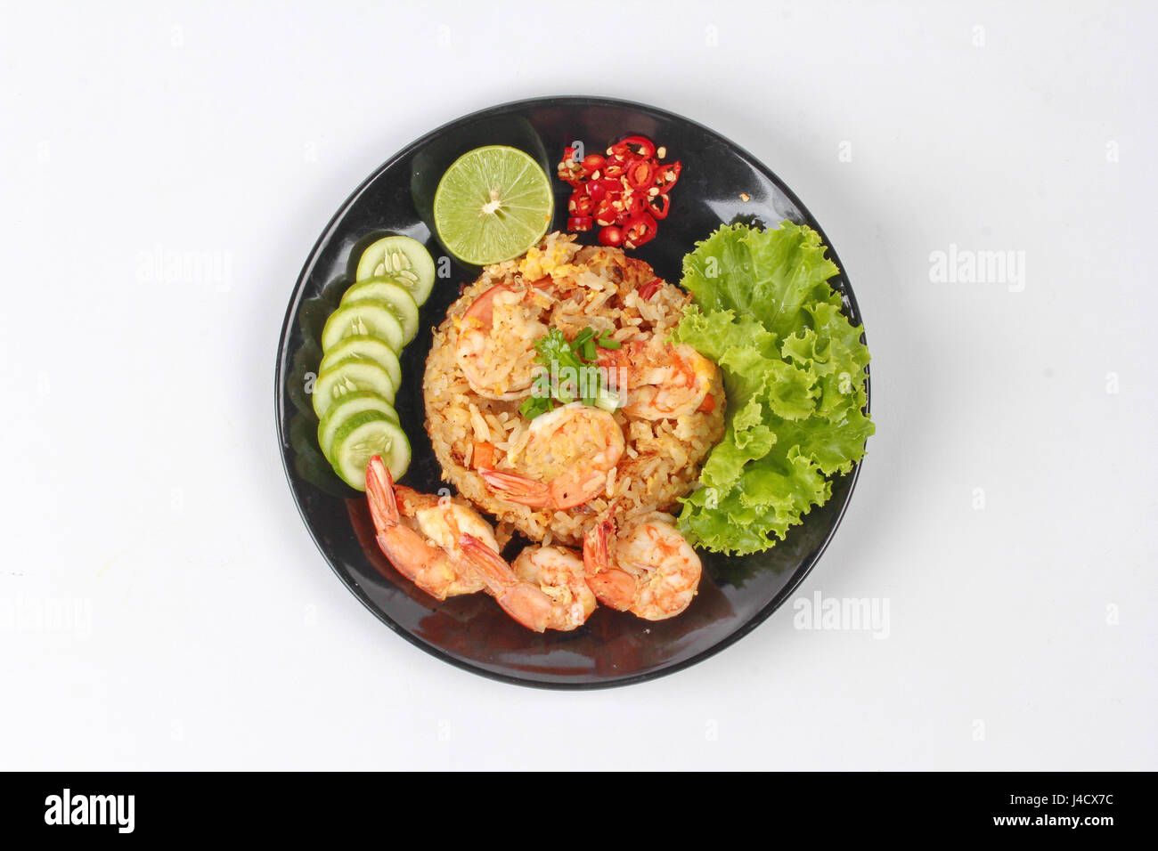 Fried rice with shrimp call Khao Pad Kong in Thai is popular asia food ...