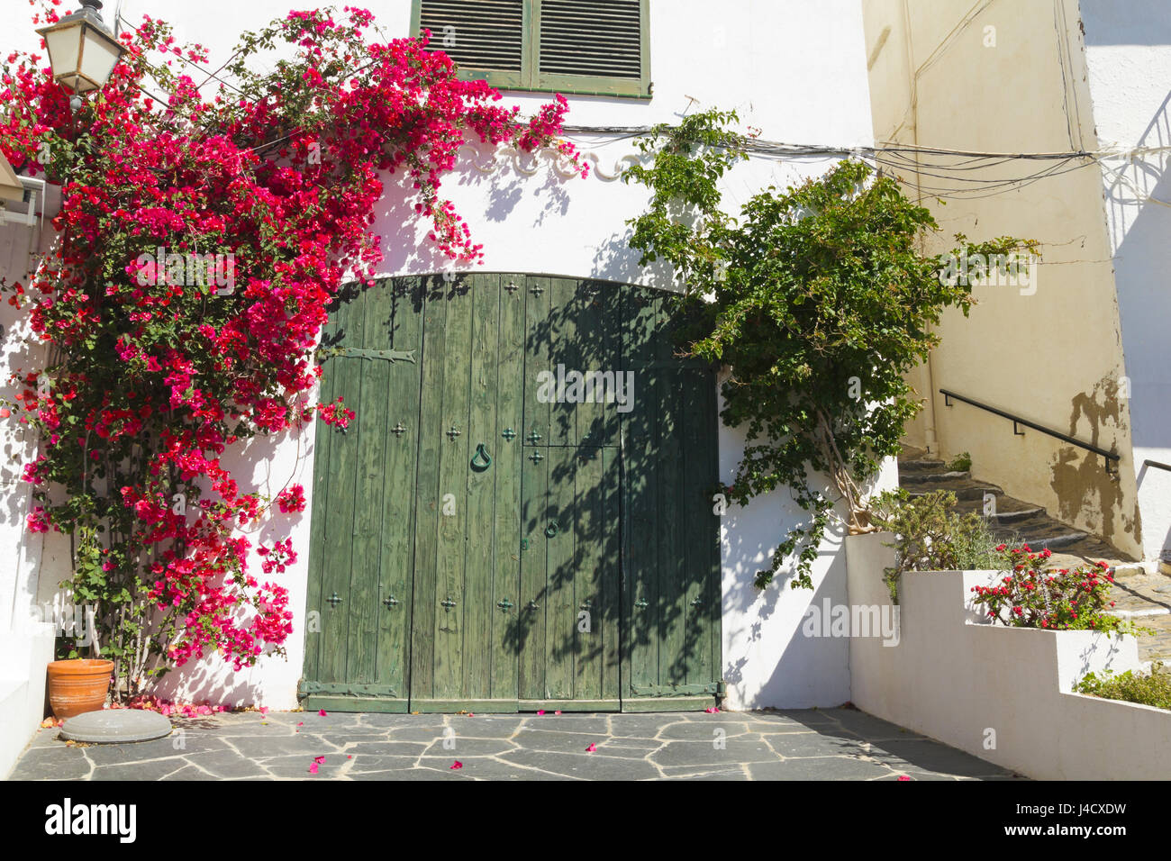 Mediterranean house, adorned with flowers and plants. Costa Brava ...