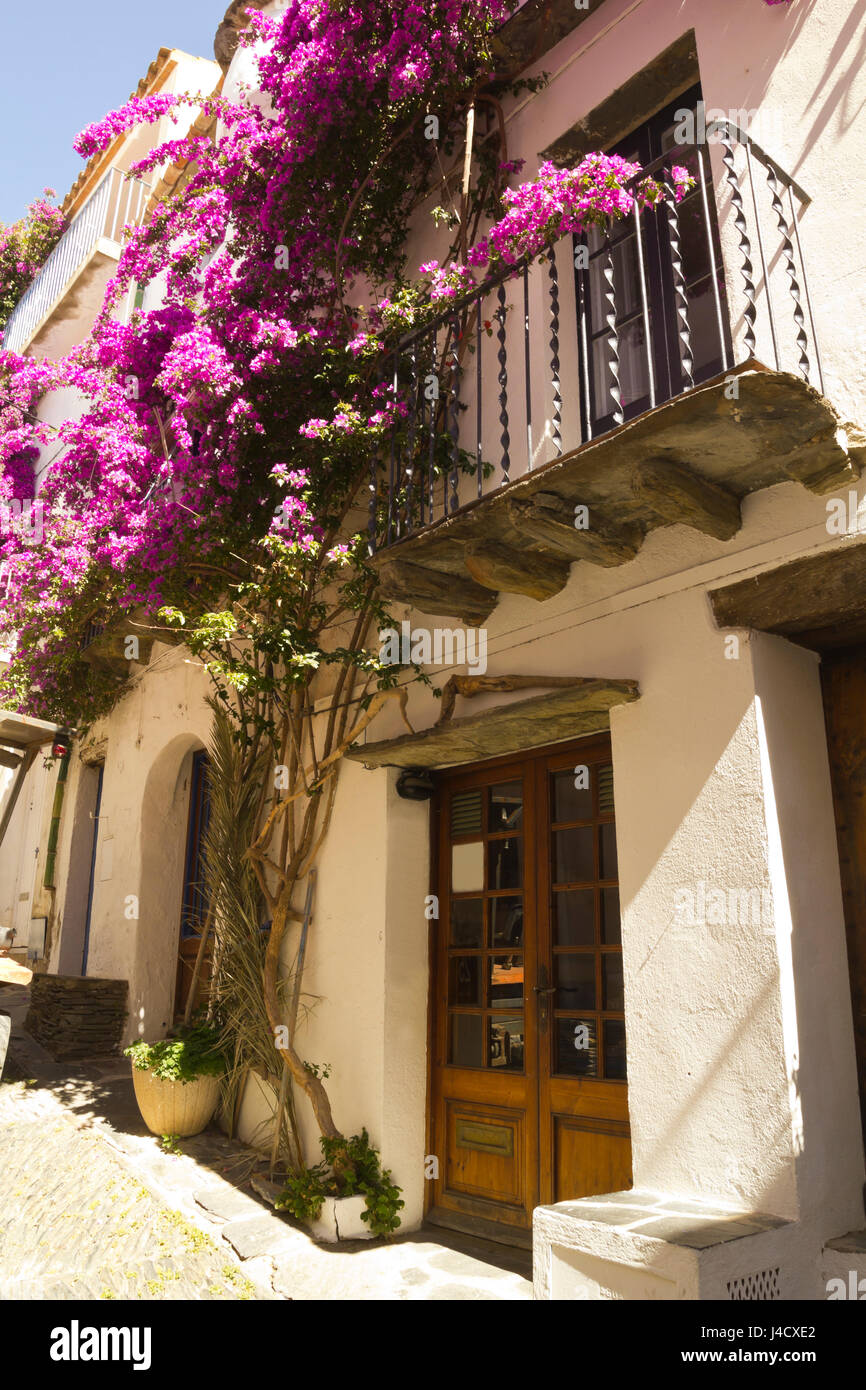 Mediterranean house, adorned with flowers and plants. Costa Brava ...