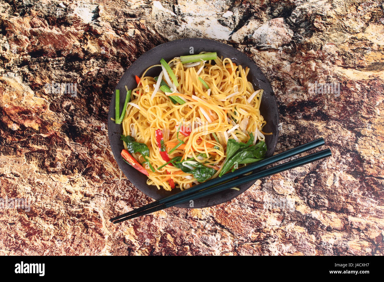 Auspicious food festival of Chinese people,Fried Chinese noodle with ...