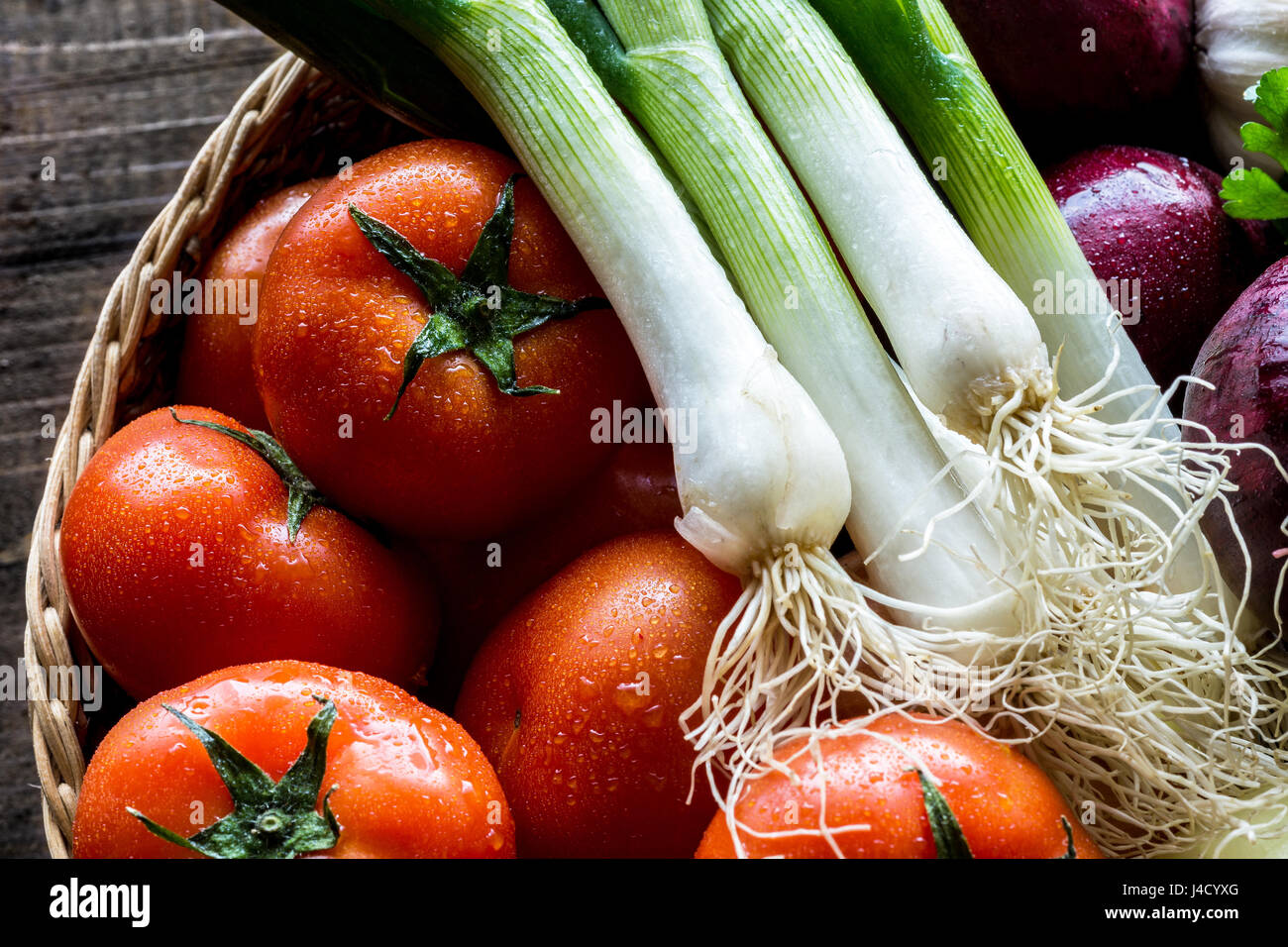 Fresh Organic Vegetables in Water Drops Close Up Stock Photo - Alamy
