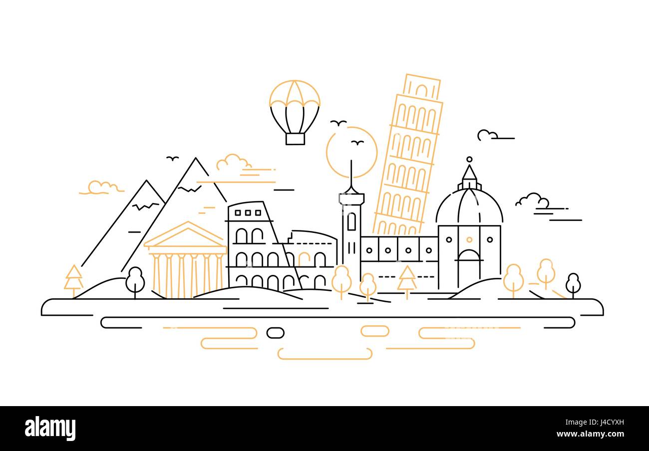 Italy - vector line travel illustration Stock Vector Image & Art - Alamy