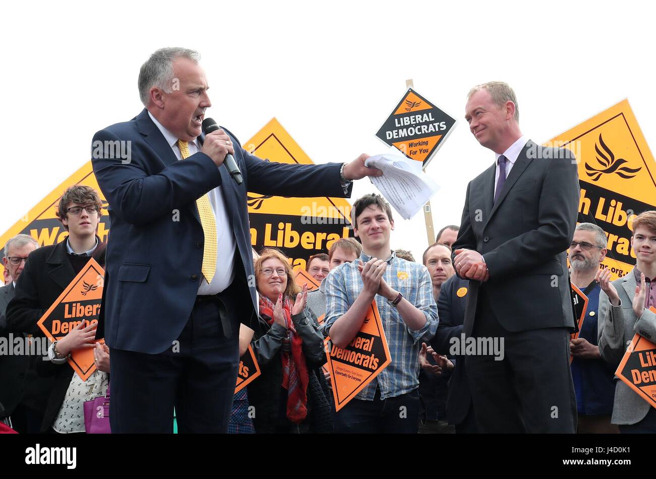 Liberal Democrats leader Tim Farron (right) with the party's Welsh ...