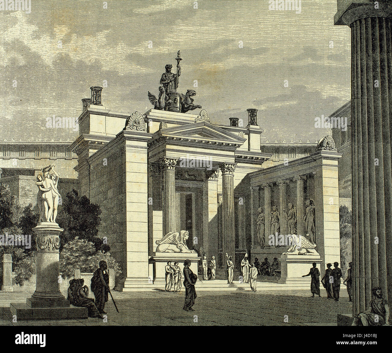 Ancient Greece. Eleusis. Porches. Engraving, 19th century Stock Photo ...