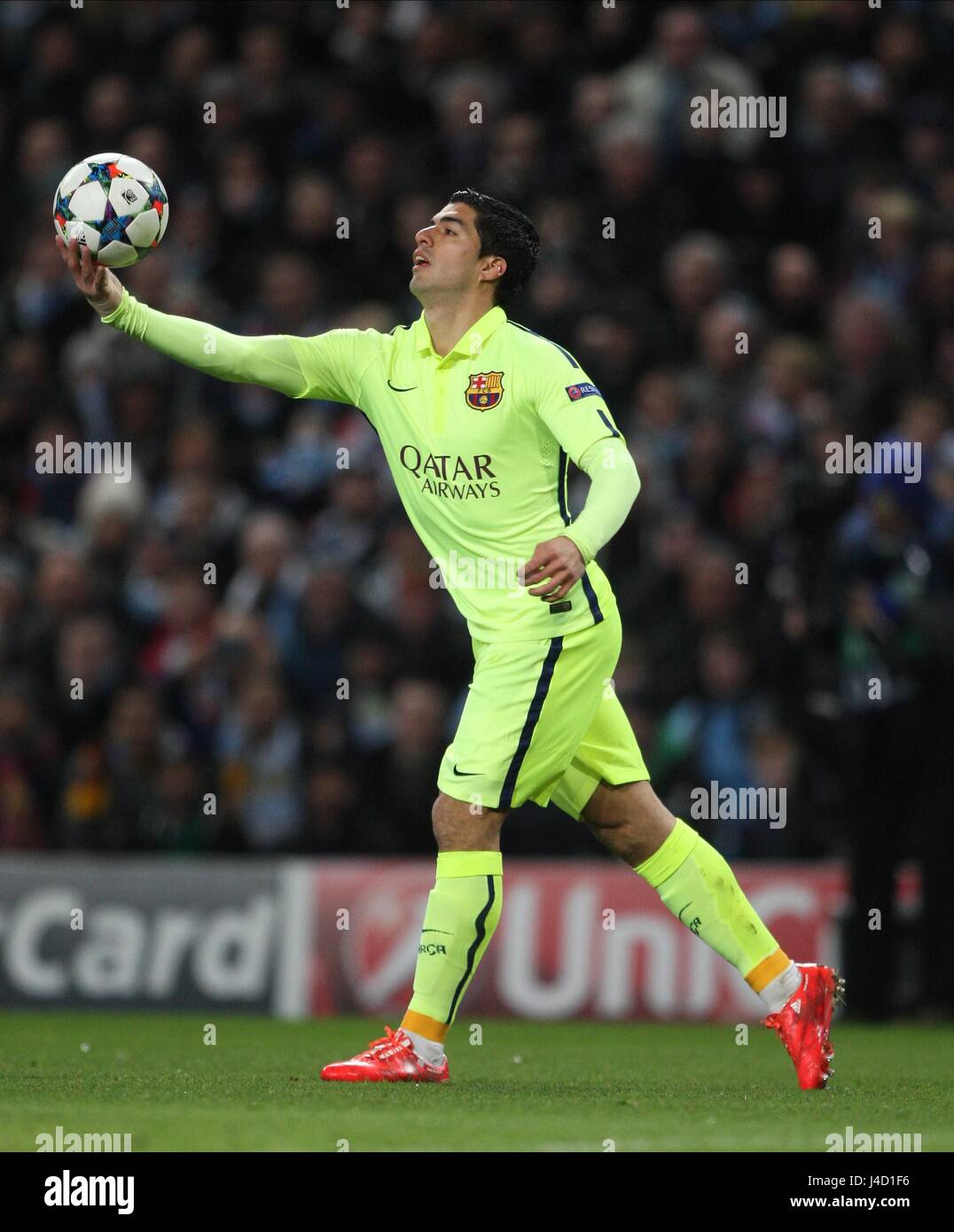 LUIS SUAREZ FC BARCELONA FC BARCELONA ETIHAD STADIUM MANCHESTER ENGLAND ...