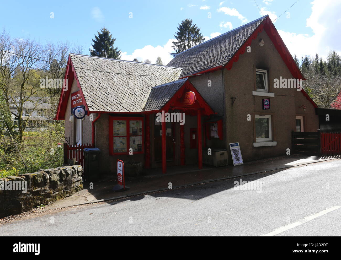 Exterior of Bridge of Cally Post Office Scotland April 2017 Stock Photo ...