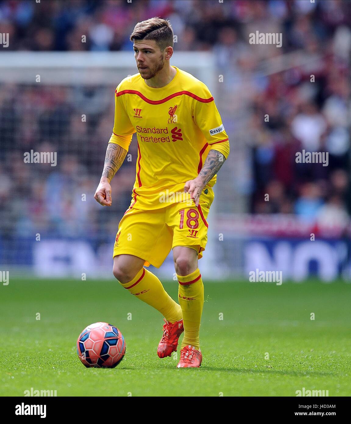ALBERTO MORENO OF LIVERPOOL ASTON VILLA V LIVERPOOL WEMBLEY STADIUM ...