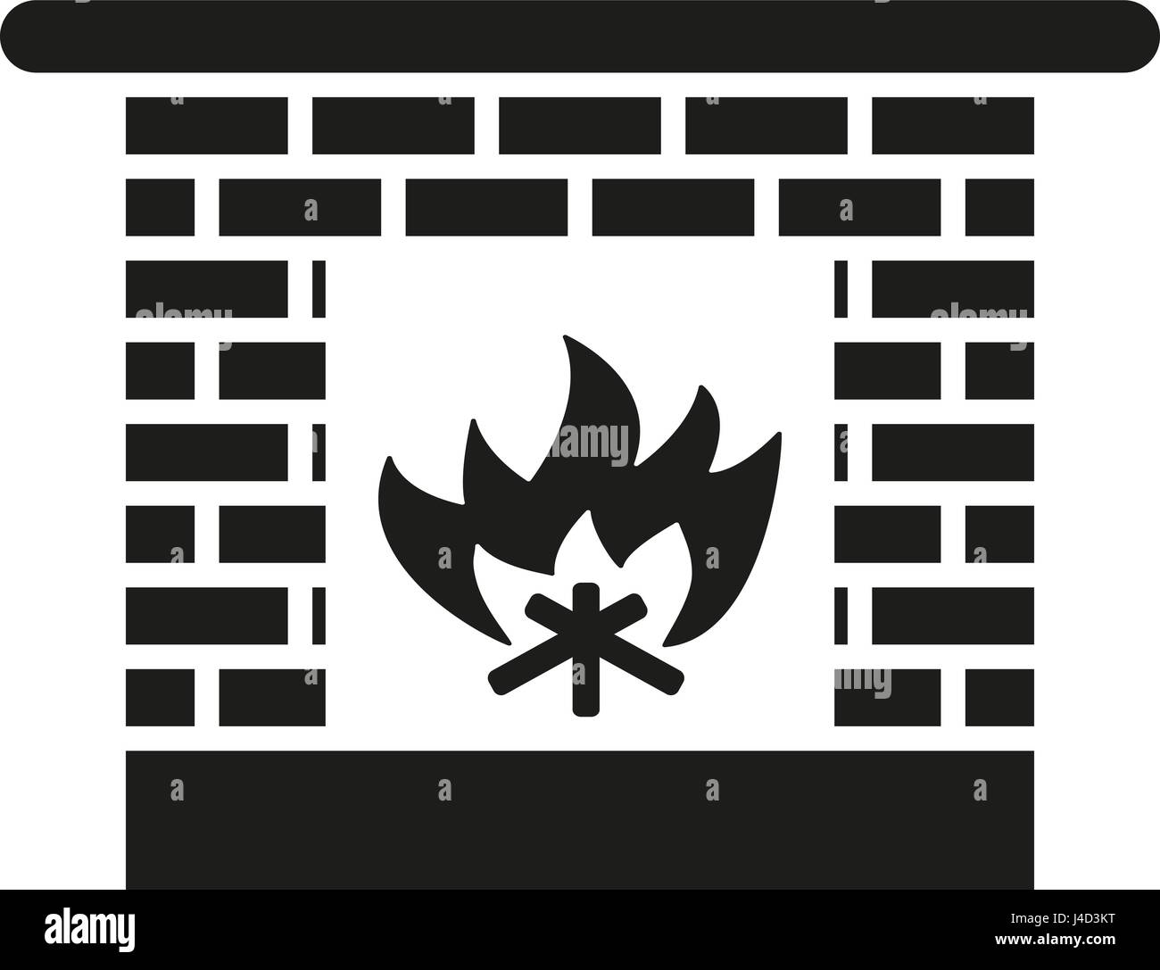 Fireplace icon. Hearth and chimney, fire, mantelpiece, heat symbol ...