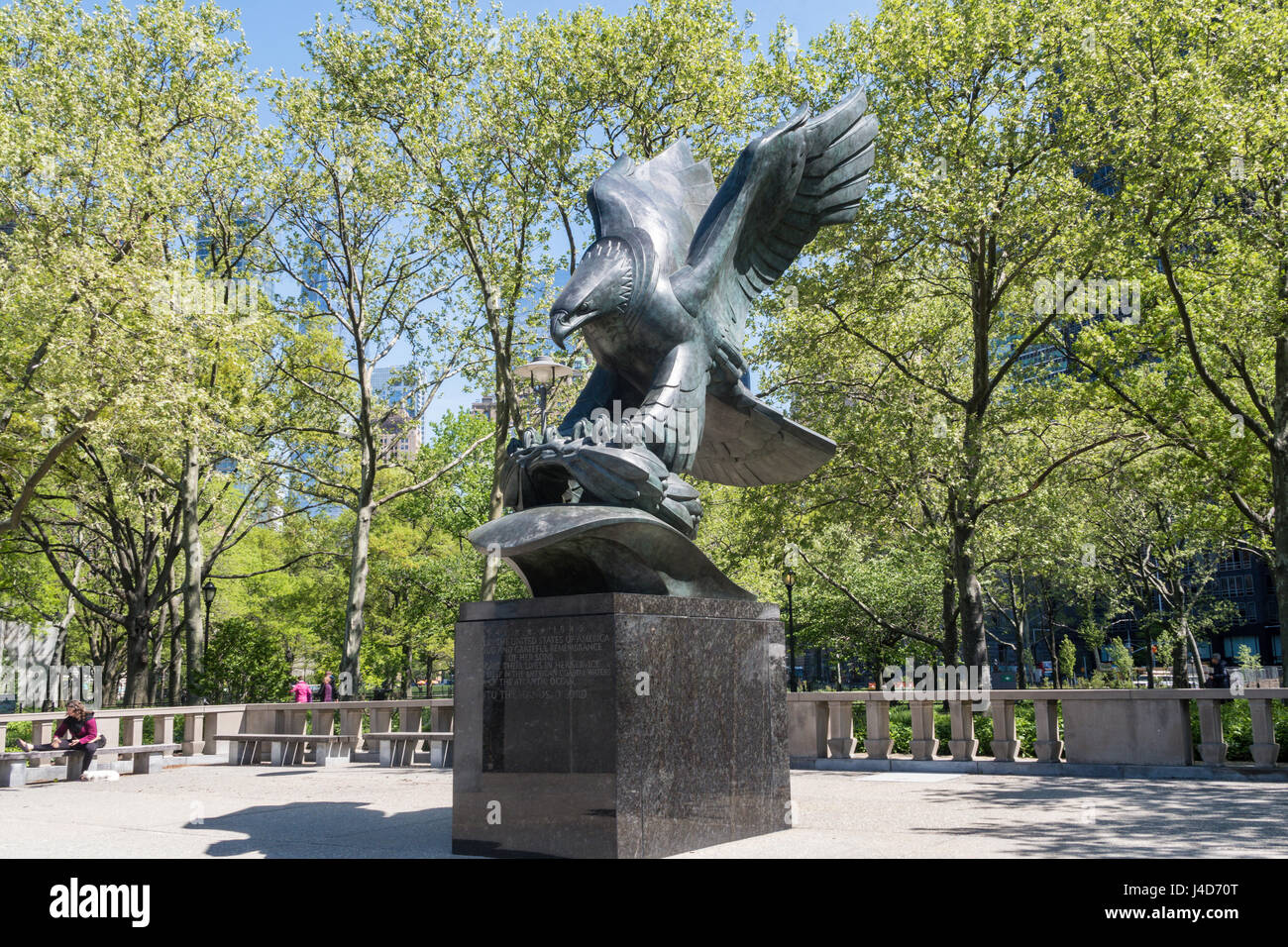 Bronze Eagle and Wreath Statue, East Coast War Memorial, Battery Park ...