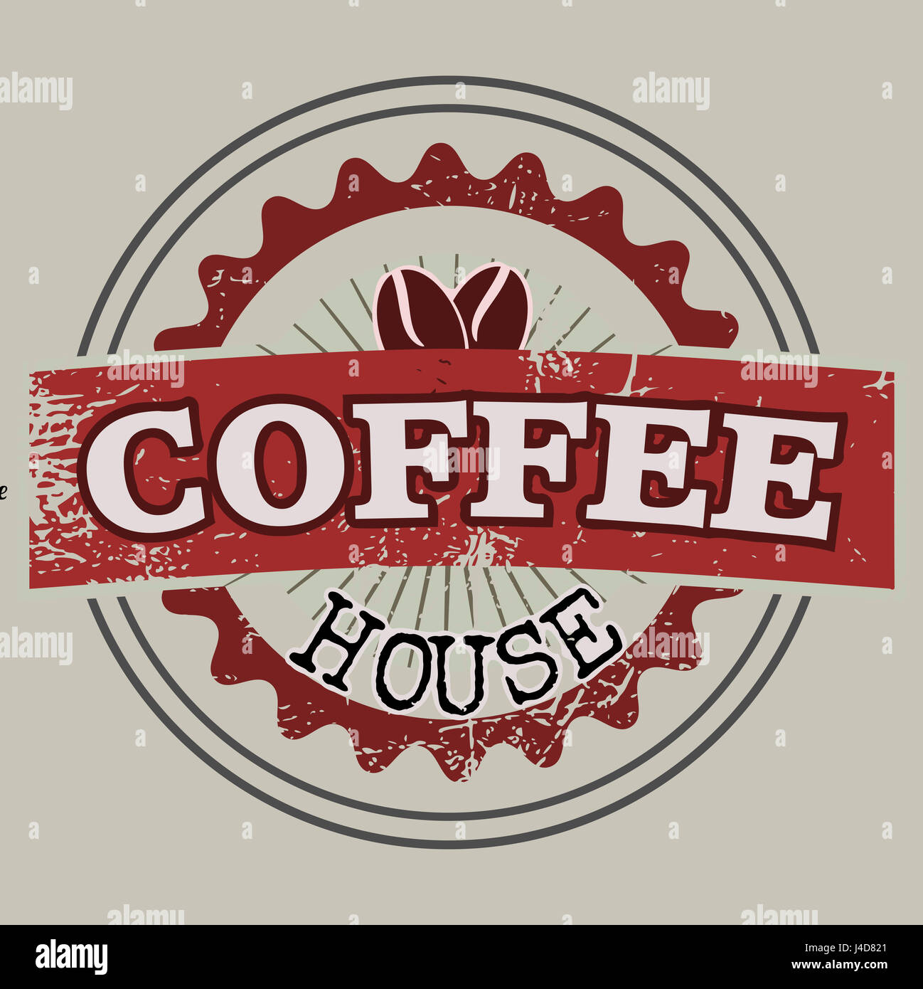 Vintage style coffee house label with scratches, vector illustration ...